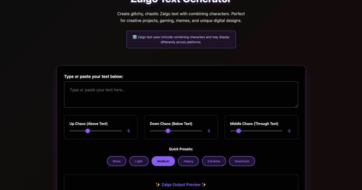 Zalgo Text Generator – Glitch & Creepy Text Effects | TextTrick.com